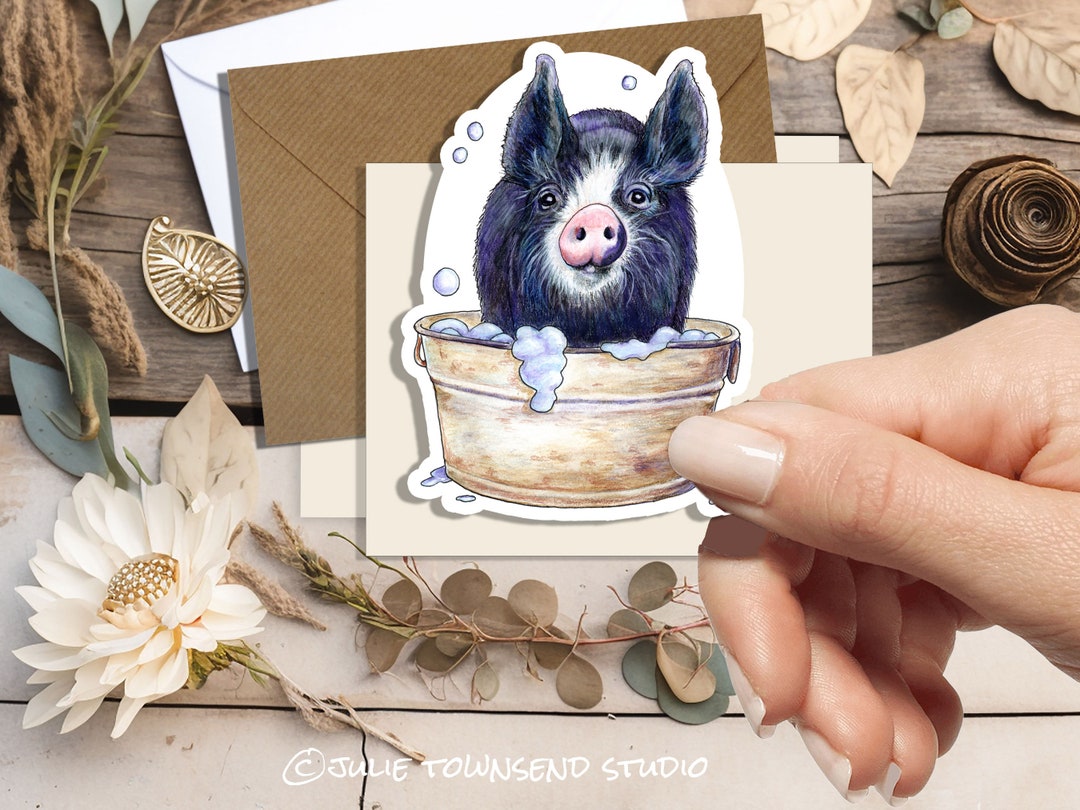 The Cutest Baby Berkshire Pig Sticker Farm Baby Taking a Bubble Bath ...