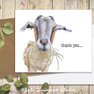 Adorable Goat Thank You Note Card Set - Set of 10 Cards That Are ...
