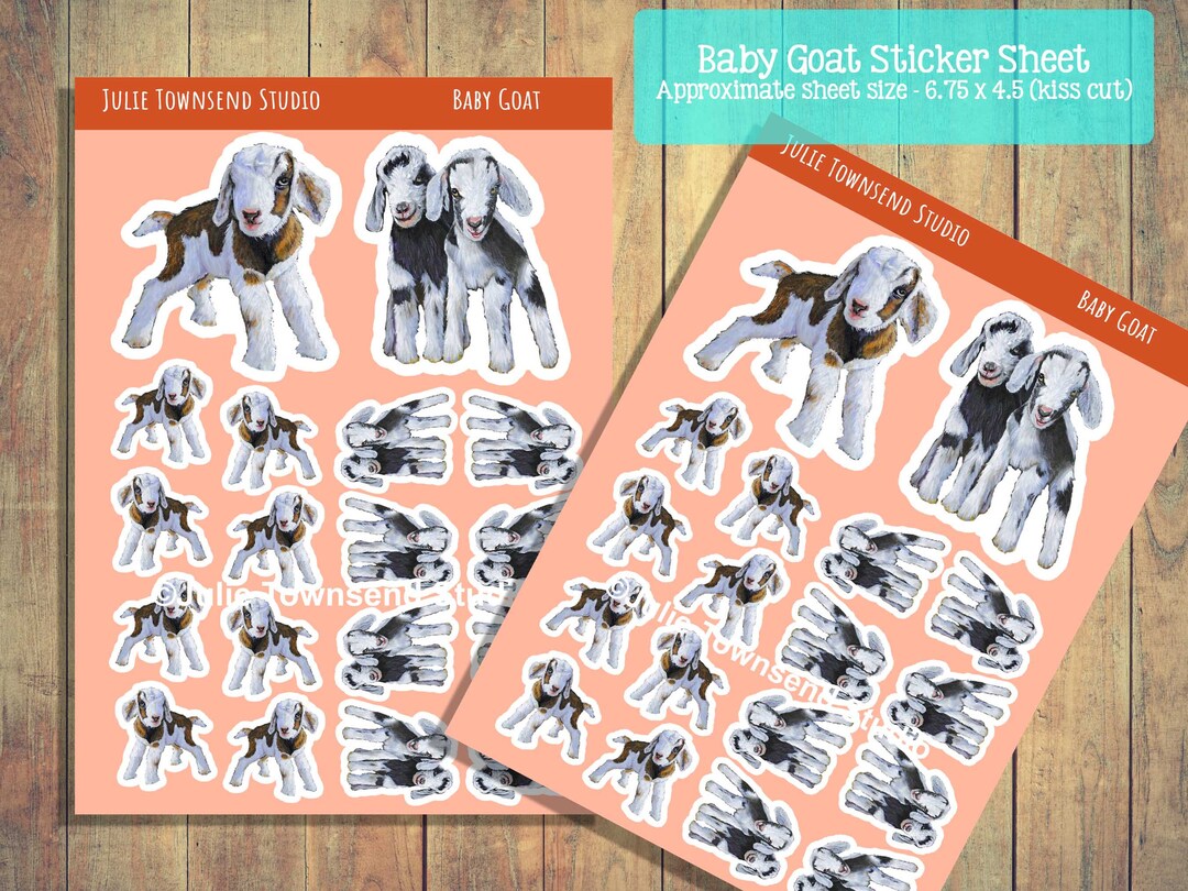 Baby Goat Sticker Sheet Goat Matte Sticker Original Goat Art Baby Goat ...