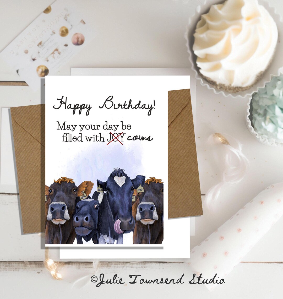 Funny Cow Lover Birthday Card - Adorable Cow Birthday Greetings for Her ...