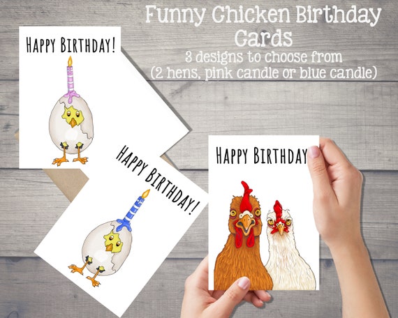 Funny Chicken Birthday Cards 3 Designs to Choose From Happy | Etsy