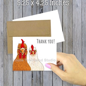 Silly Chickens Thank You Cards Set of 10 Chicken Note Cards - Etsy