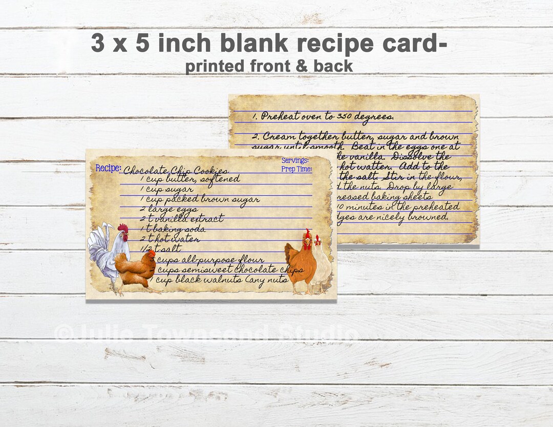 Chicken Recipe Cards Smaller Sized 3 X 5 Inch Set of 12 - Etsy