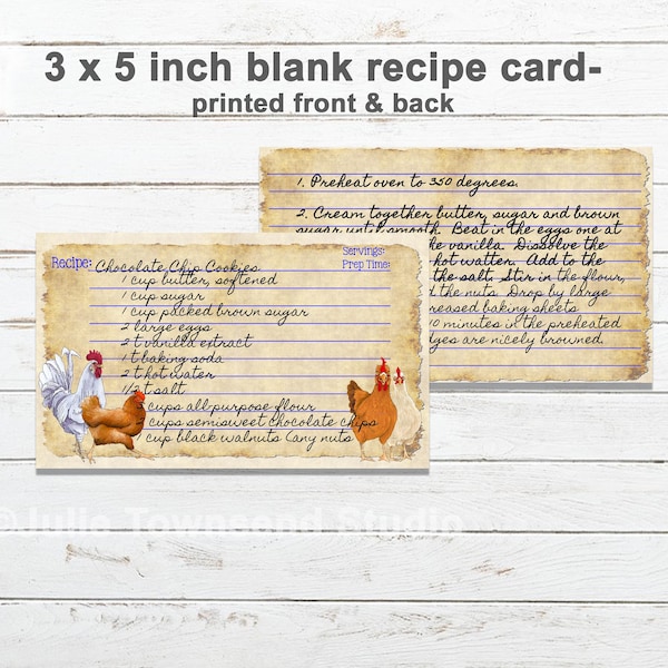 Chicken Recipe Cards - Etsy