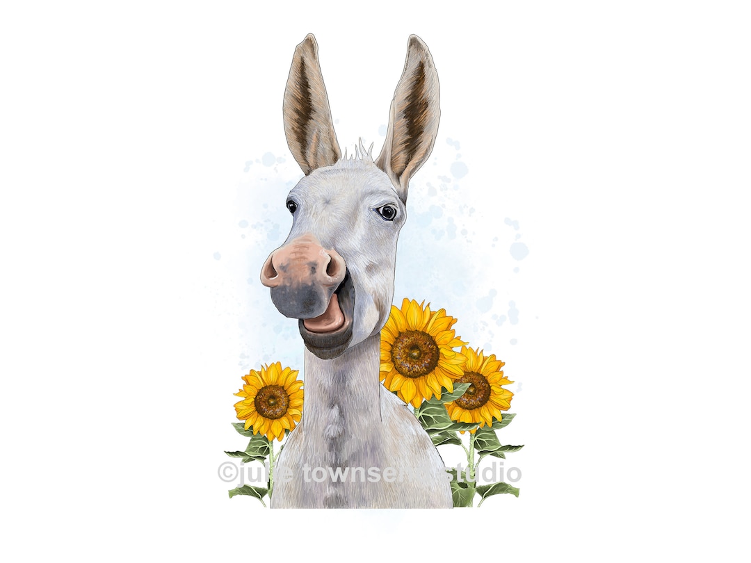 Adorable Mule Art Print Mule in the Sunflowers Happy Mule - Etsy
