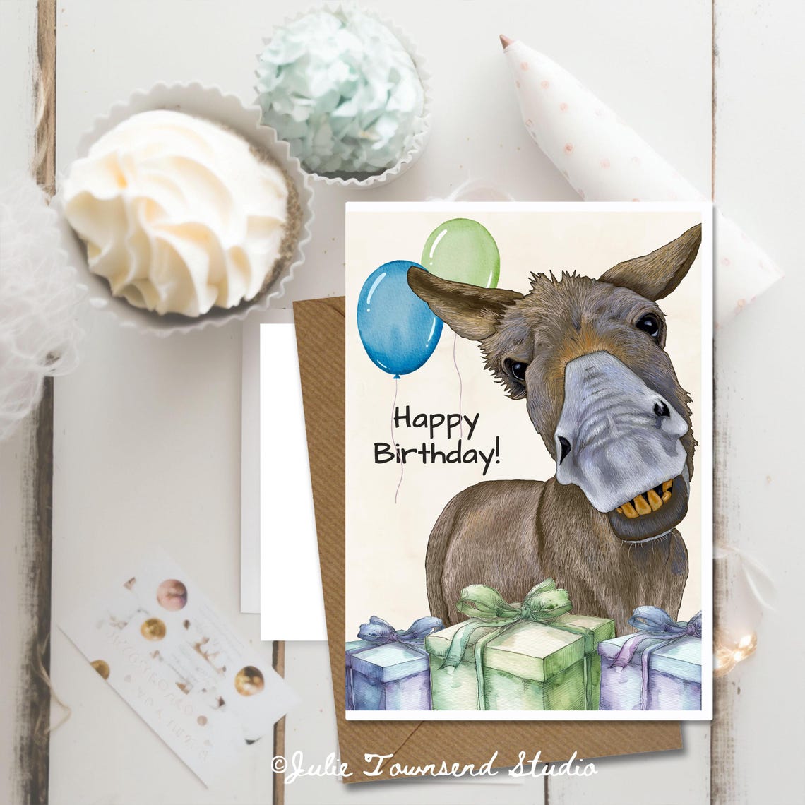 Funny Smiling Donkey Birthday Card - Adorable Donkey Tween Boy Birthday ...