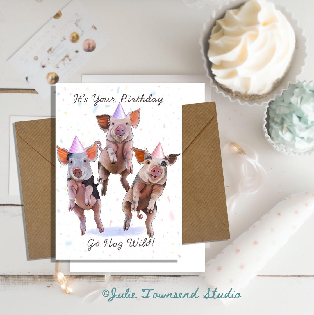 Cute Little Pigs Ready to Celebrate a Birthday Party - Go Hog Wild on ...