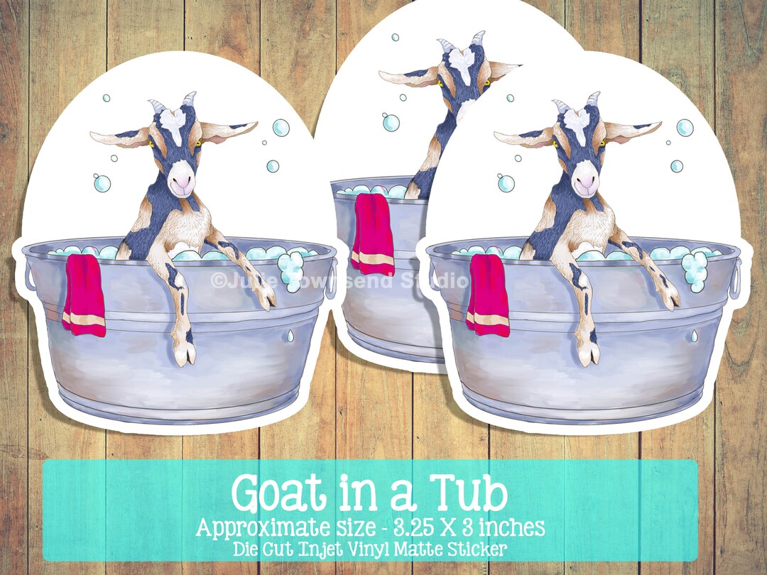 Cute Goat Sticker Baby Goat Taking a Bubble Bath Vintage - Etsy