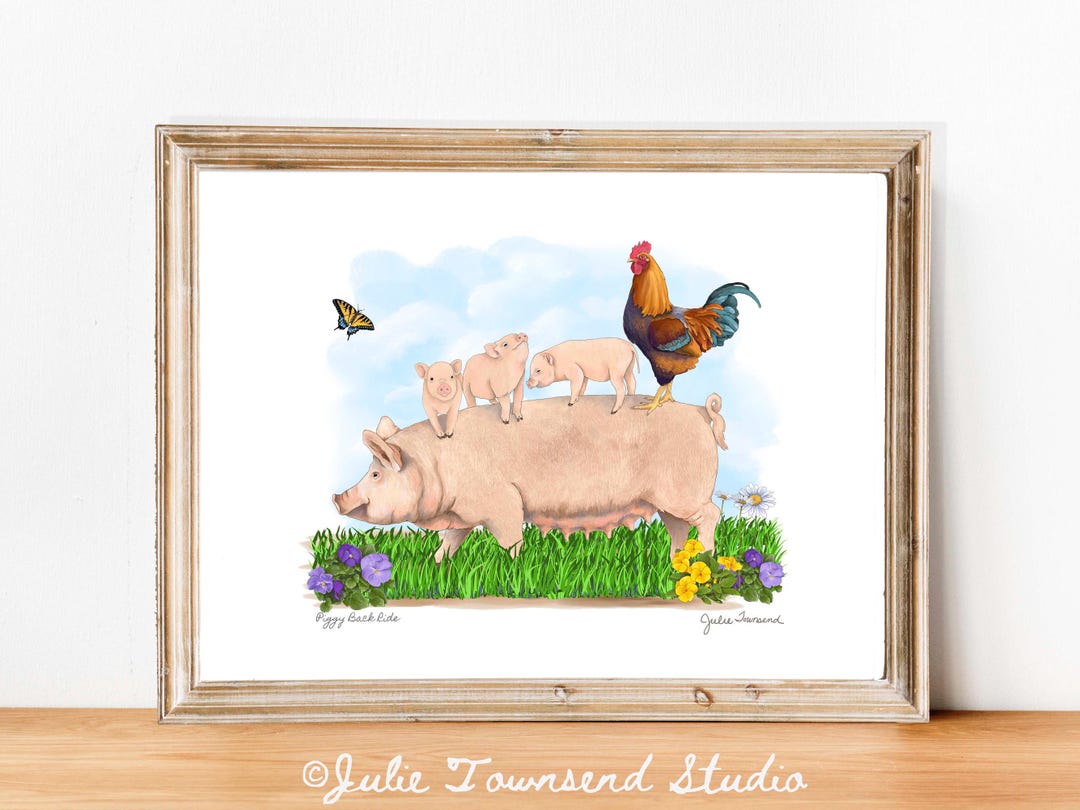 Whimsical Spring Pig Art That is Perfect for Any Room -add a Splash of ...