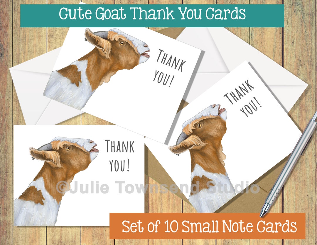 Cute Goat Thank You Cards Set of 10 Small Goat Note Cards - Etsy