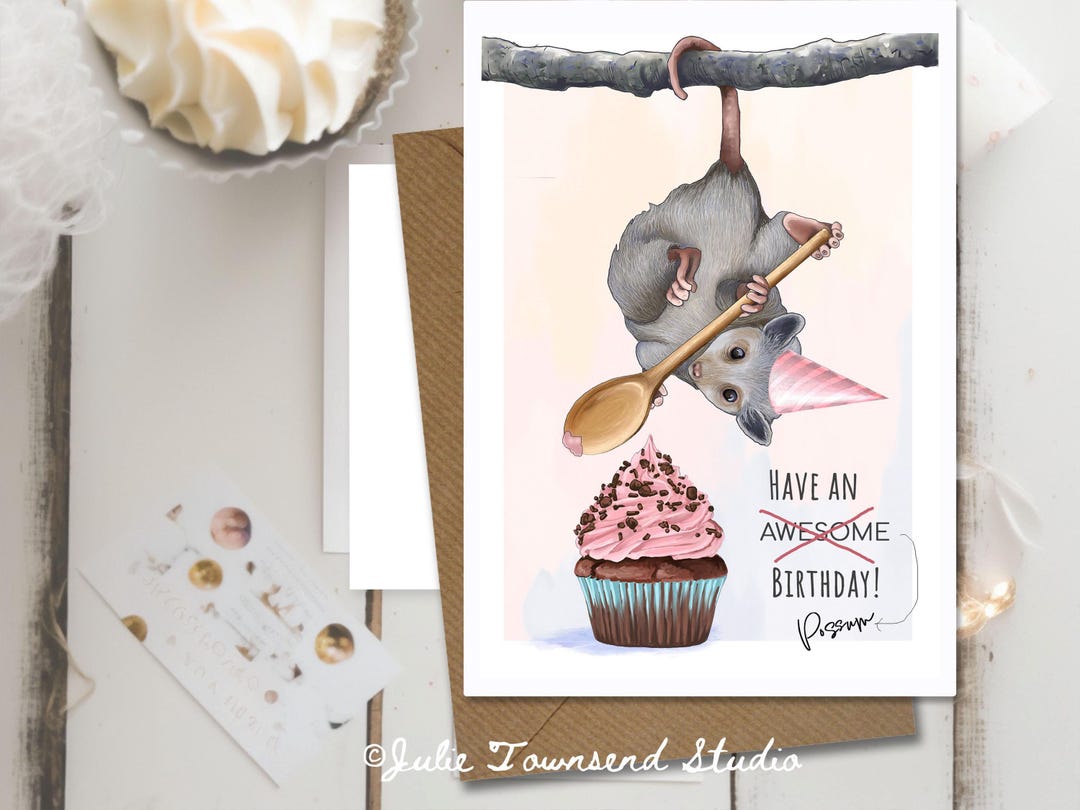 Cute Birthday Possum With Mixing Spoon - Whipping up the Perfect ...