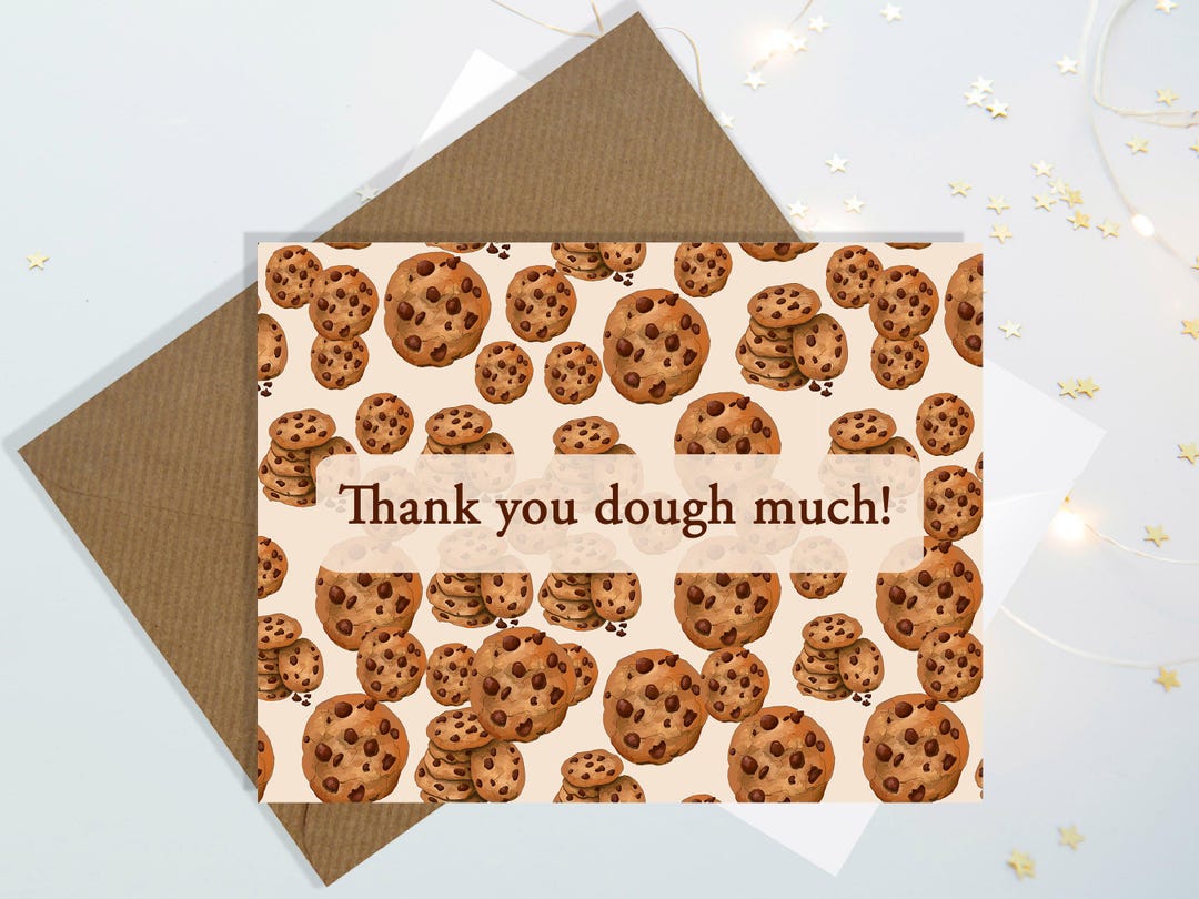 Chocolate Chip Cookies Thank You Card - Adorable Cookie Pattern - Send ...