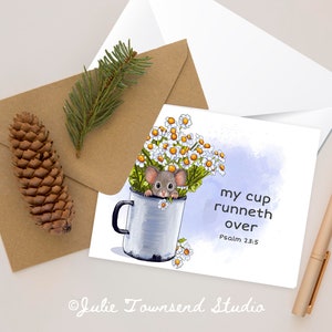 Mouse in a Cup of Daisies Blank Scripture Card Set God's Blessing and ...