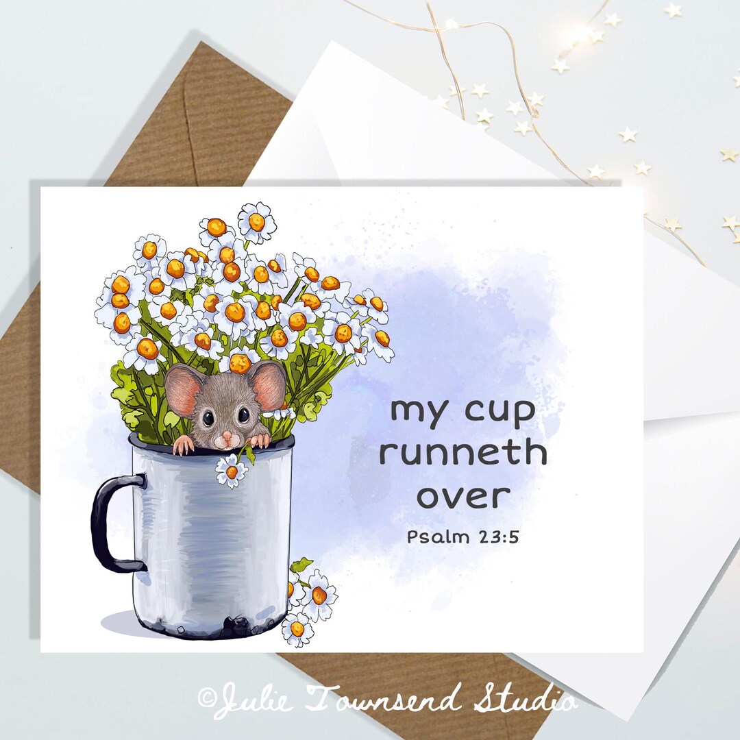 Mouse in a Cup of Daisies - Blank Scripture Card Set - God's Blessing ...