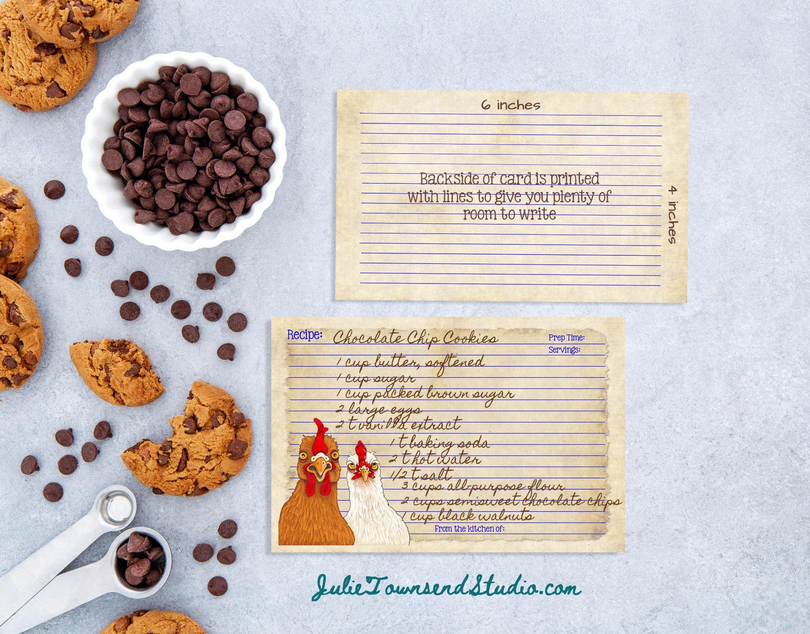 Silly Chicken Recipe Cards - Farmhouse Country Kitchen - Chicken Lover ...