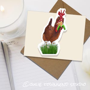 Early Bird Chicken Sticker funny Chicken Die Cut Vinyl Decal Laptop or ...