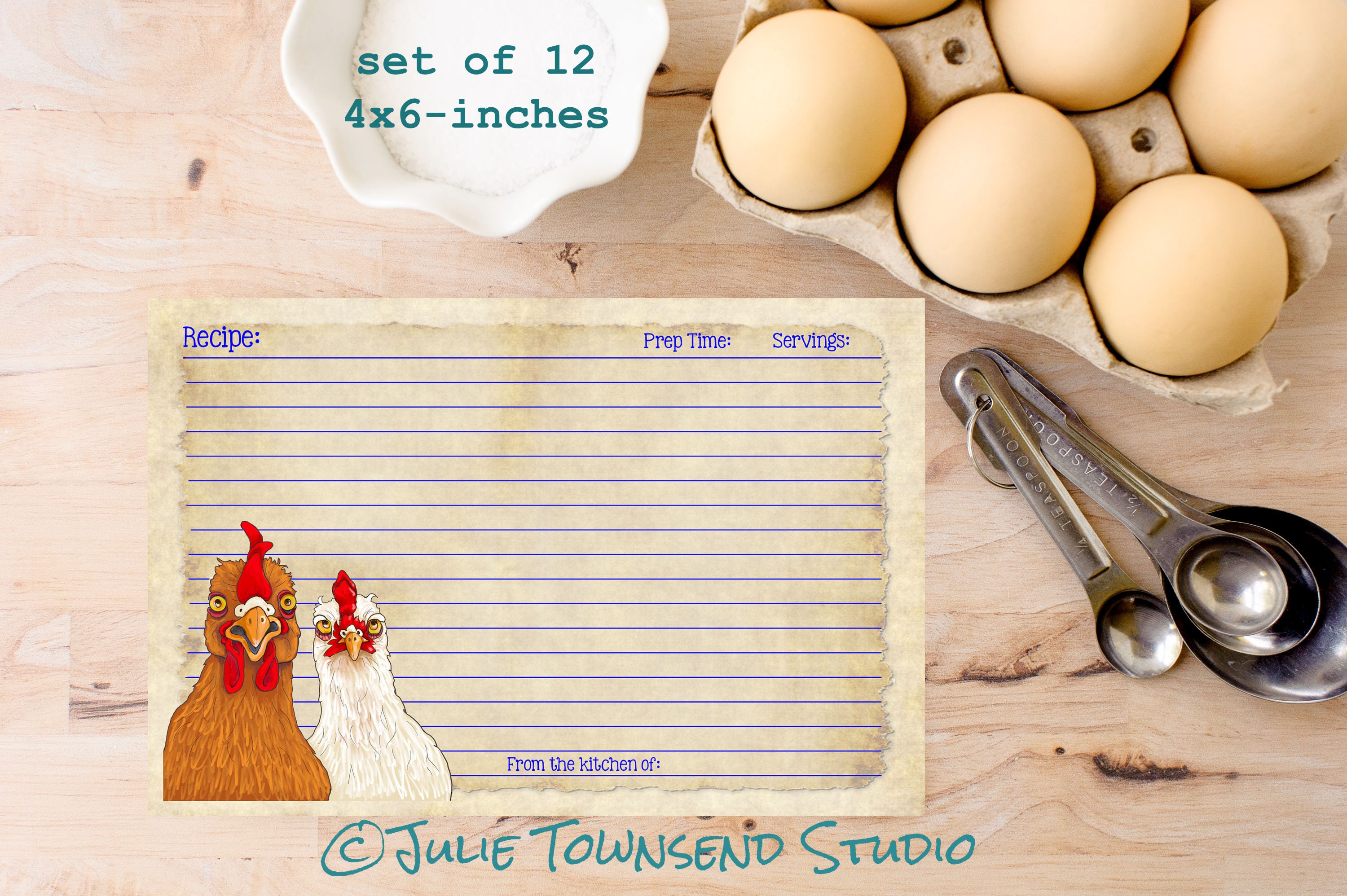 Silly Chicken Recipe Cards - Farmhouse Country Kitchen - Chicken Lover ...