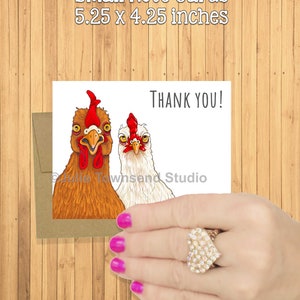 Silly Chickens Thank You Cards Set of 10 Chicken Note Cards - Etsy