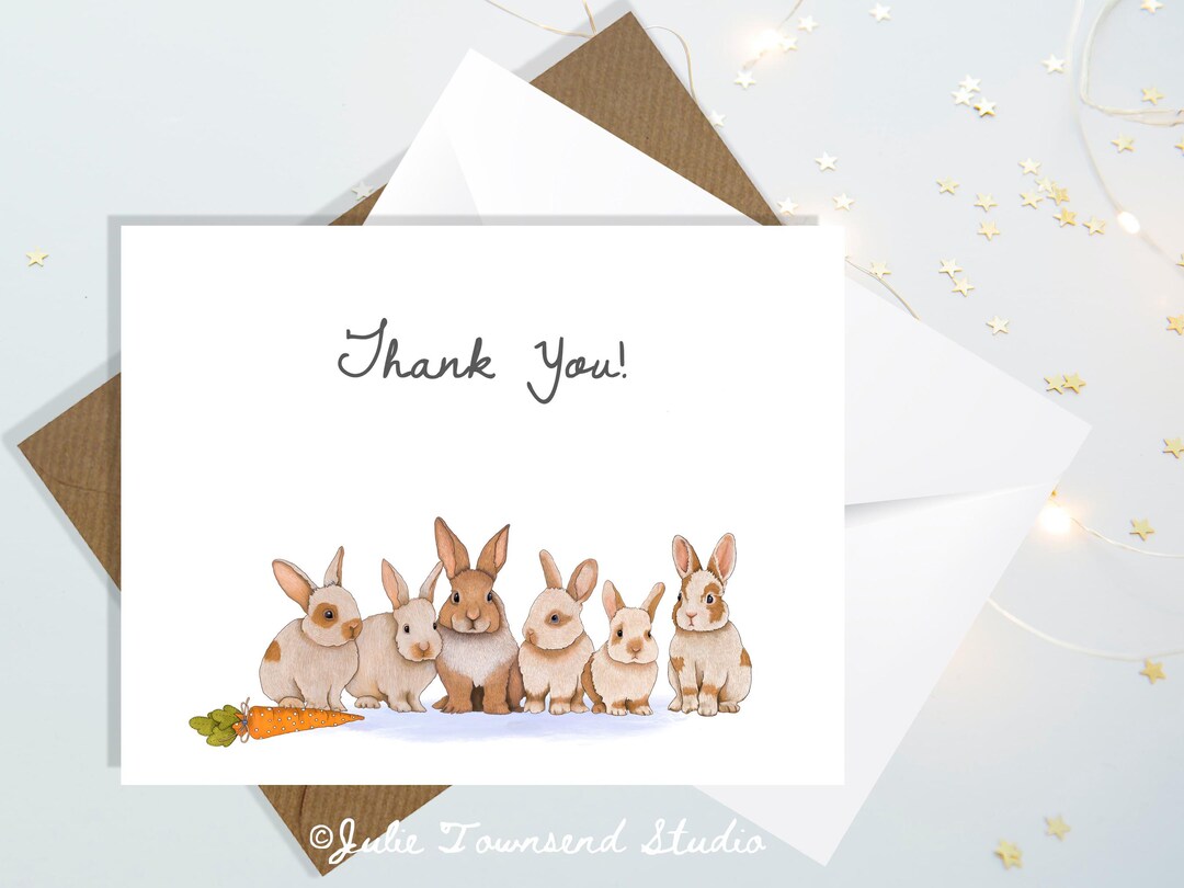 Thankful Bunny Note Card Set - Appreciation Cards - Thank You Card Set ...