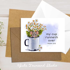 Mouse in a Cup of Daisies - Blank Scripture Card Set - God's Blessing ...