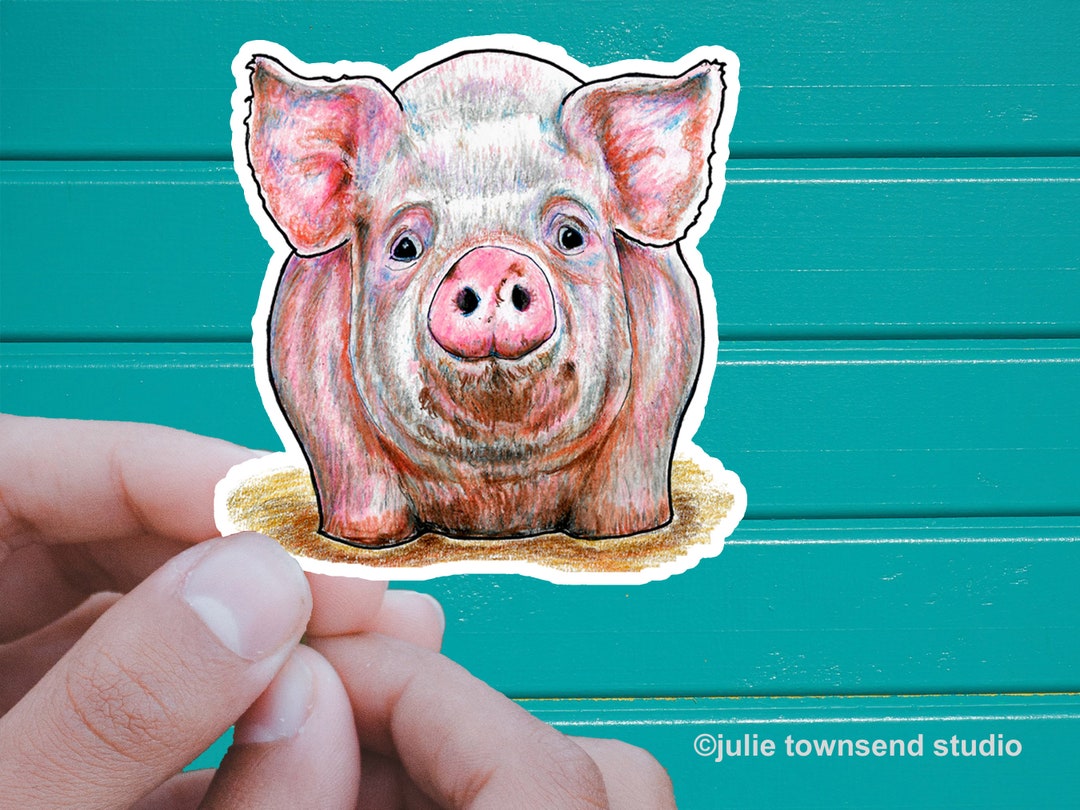 Cute Handmade Pink Pig Single Sticker Pig in the Mud Pig Lover Gift ...