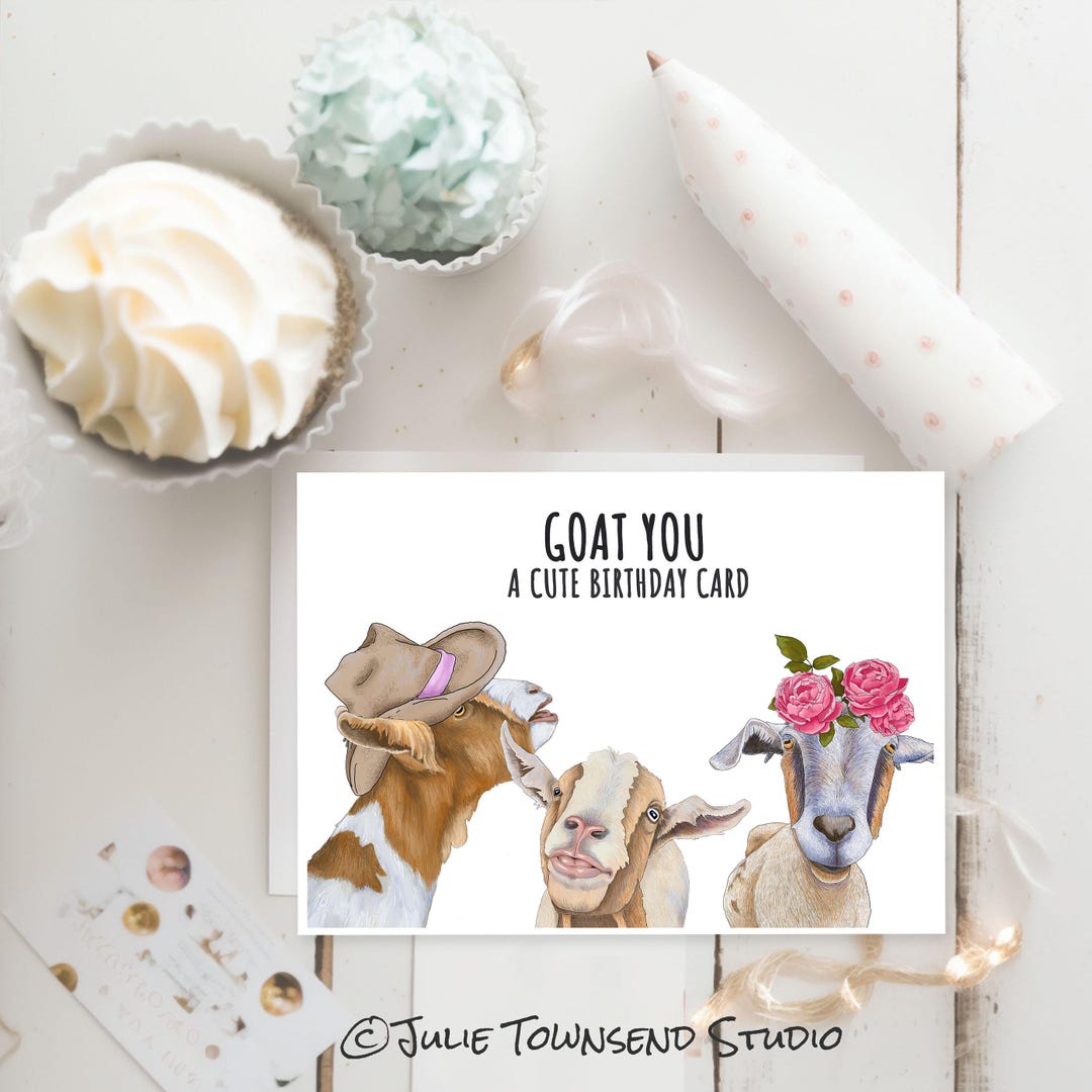Cute Goat Birthday Card - Adorable Goat Birthday Card - Perfect Card ...