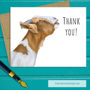 Cute Goat Thank You Cards Set of 10 Small Goat Note Cards Thank You ...