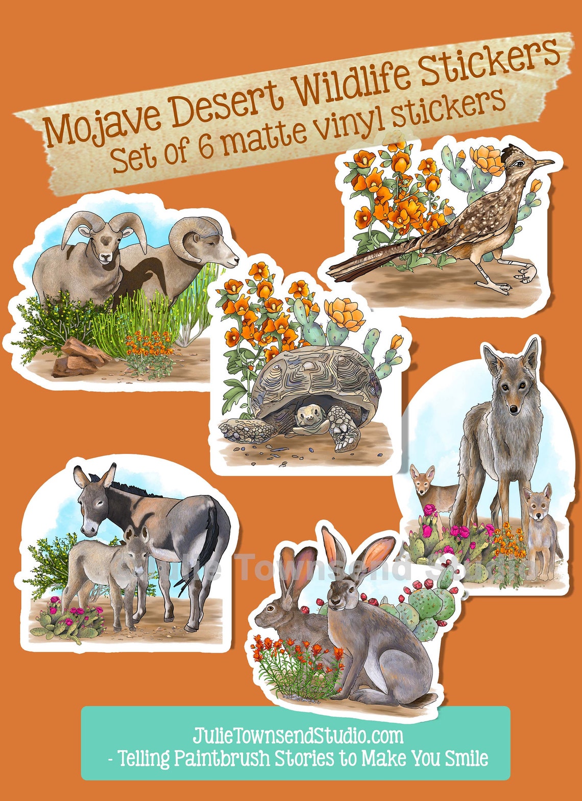 Mojave Desert Wildlife Sticker Set Desert Flora and Fauna - Etsy