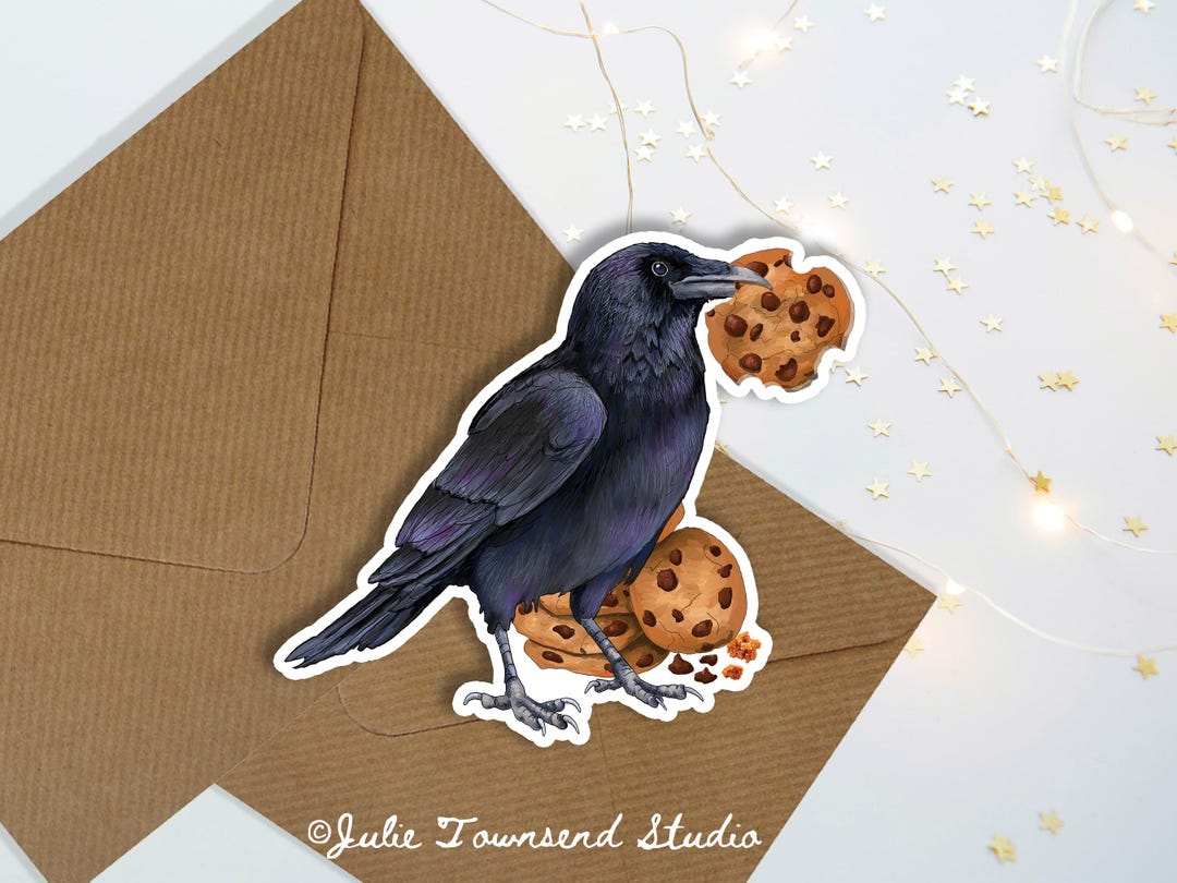 Crow With a Cookie Vinyl Decal - Smart Crow With a Treat - Perfect Gift ...