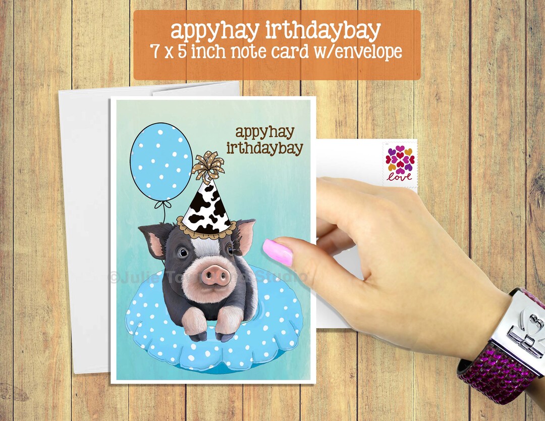 Funny Baby Pig Birthday Card Cute Pig Latin Birthday Card - Etsy