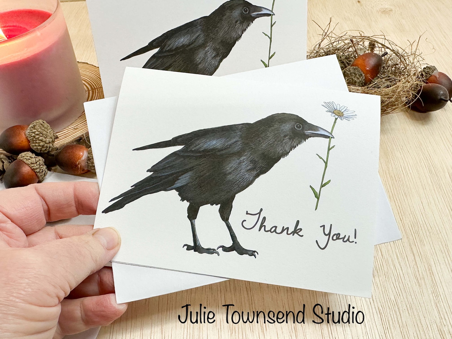 Adorable Crow Thank You Note Card Set - Appreciation Cards - Thank You ...