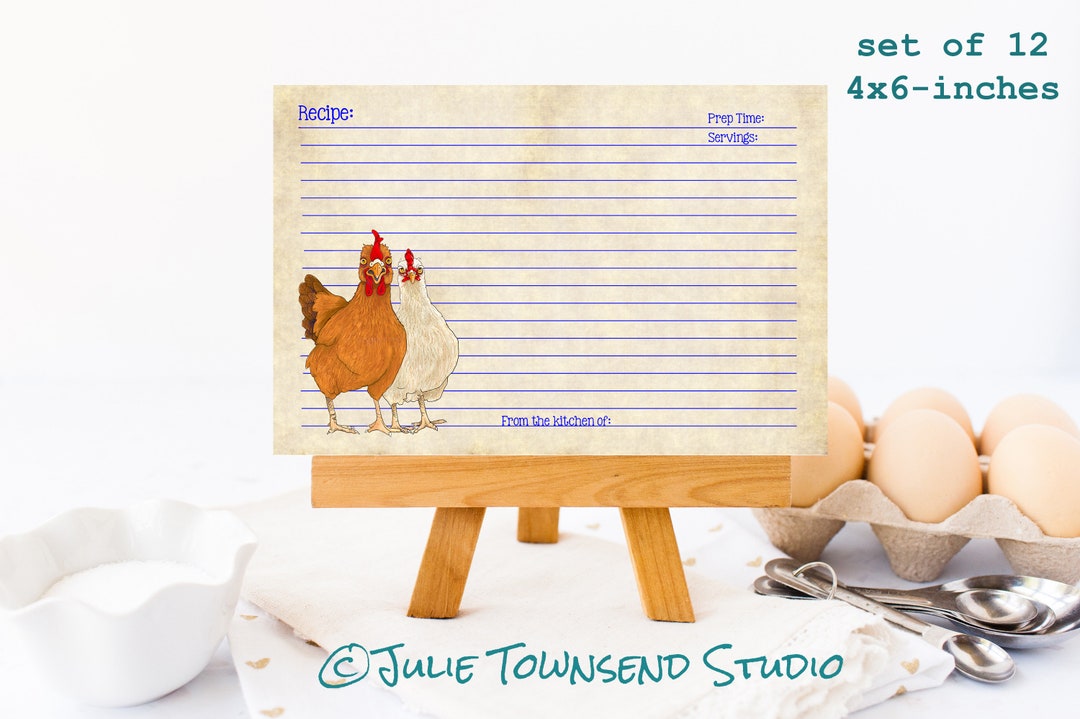 Silly Chicken Recipe Cards - Country Kitchen - Chicken Lover Gift ...