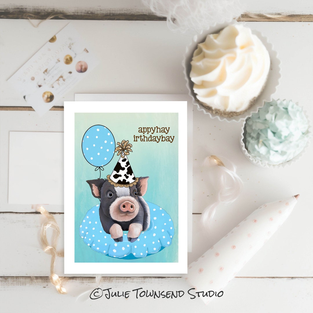 Funny Baby Pig Birthday Card - Cute Pig Latin Birthday Card - Perfect ...
