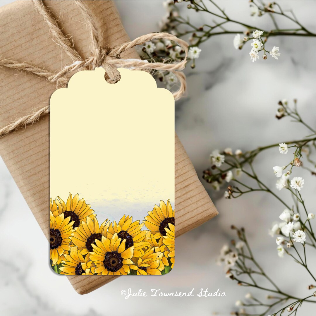 Bright and Cheery Yellow Sunflower Gift Tags - Set of 8 Hand Cut Tags ...