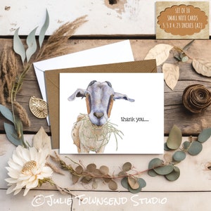 Adorable Goat Thank You Note Card Set - Set of 10 Cards That Are ...
