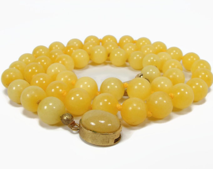 Vintage Yellow Jadeite Bead Necklace, 18 Inch, 6mm Beads, Estate ...