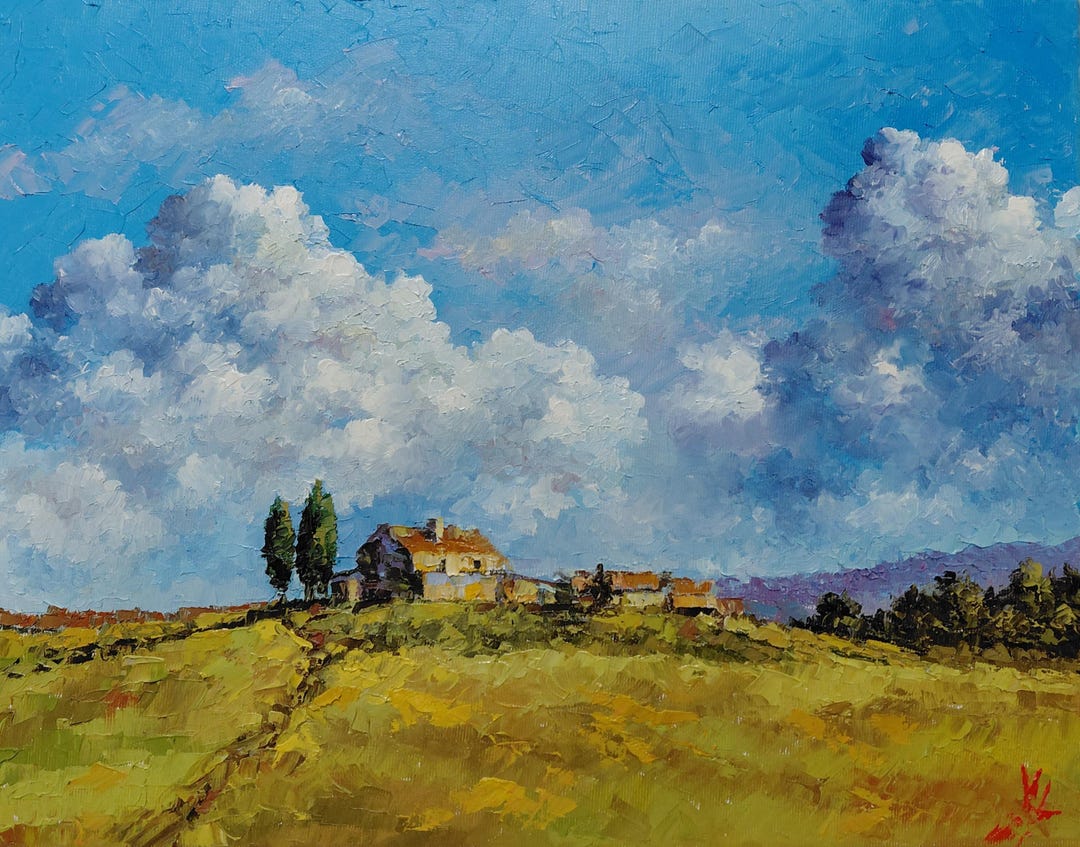 Impasto Italian Landscape Oil Painting on Canvas - Signed Original Art ...