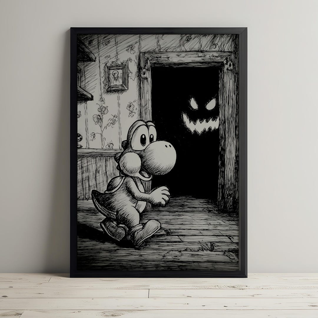 Yoshi Spooky Doorway – Halloween Digital Print | Haunted Yoshi Wall Art ...