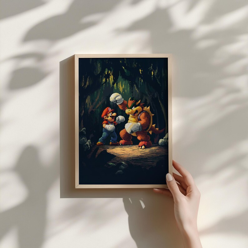 Mario & Bowser Boxing - Printable Wall Art - Digital Print - Download ...