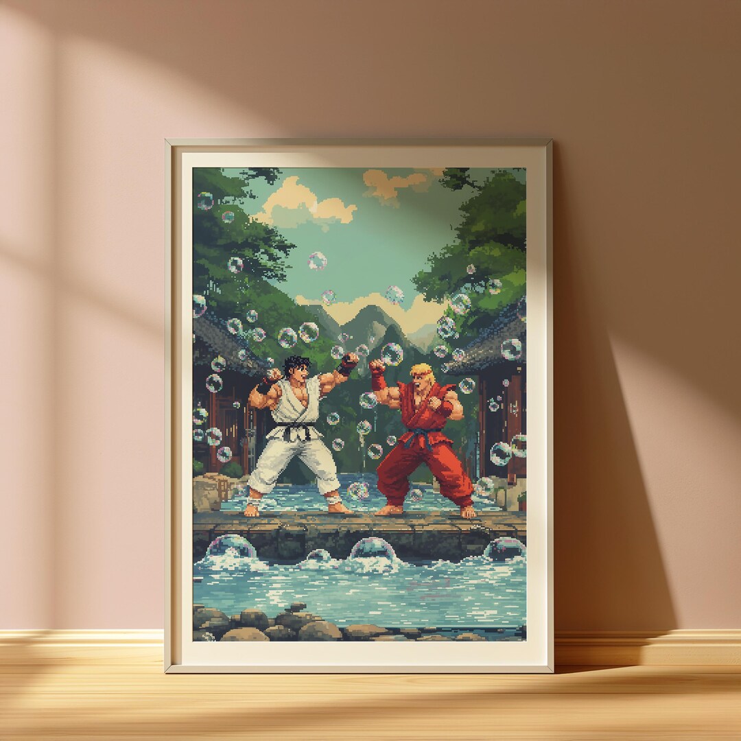 Ken & Ryu Bubble Fight - Printable Wall Art - Digital Print - Download ...