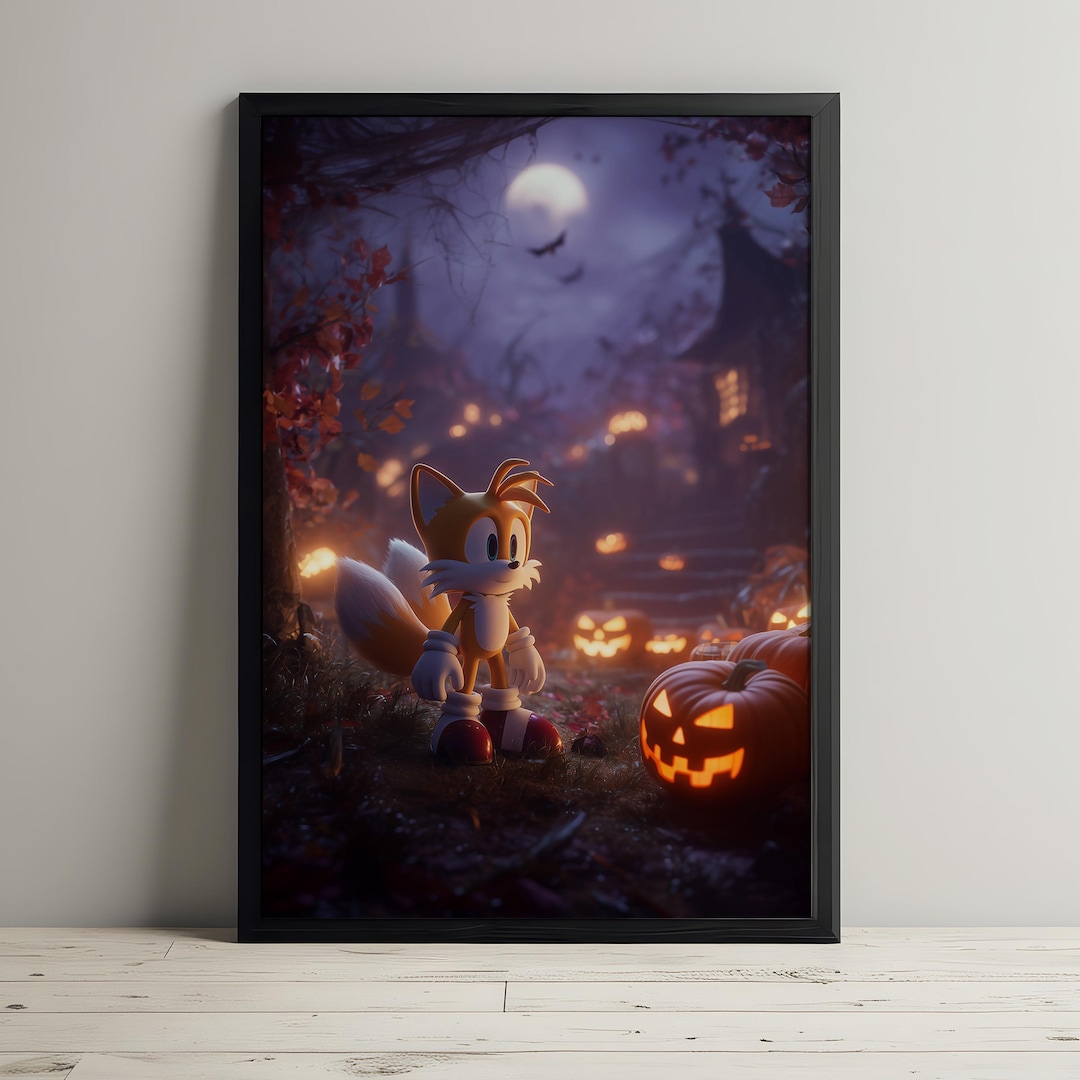 Tails Halloween Digital Print - Spooky Sonic Wall Art - Haunted Gaming ...