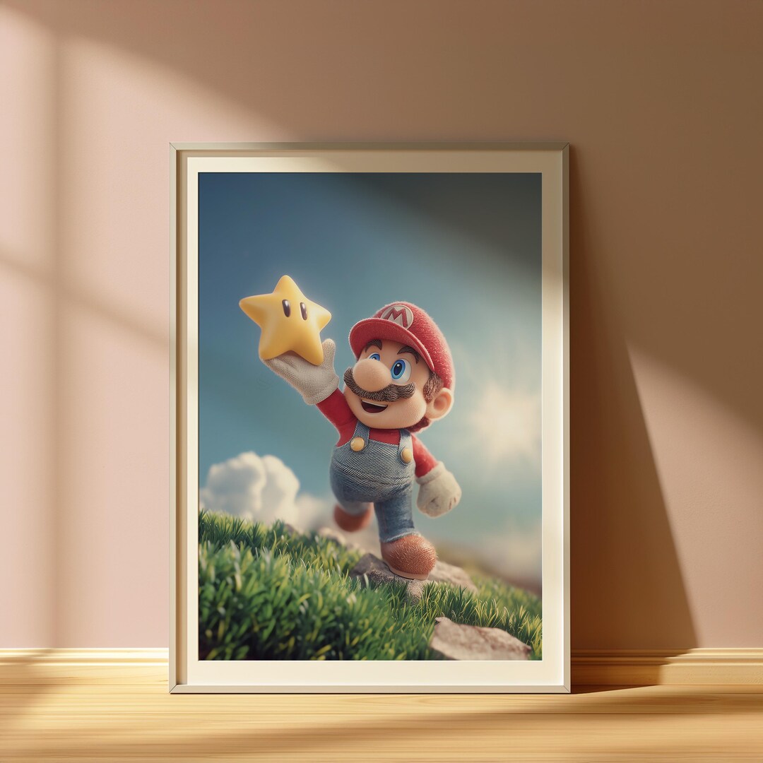 Cotton Mario With Star - Printable Wall Art - Digital Print - Download ...