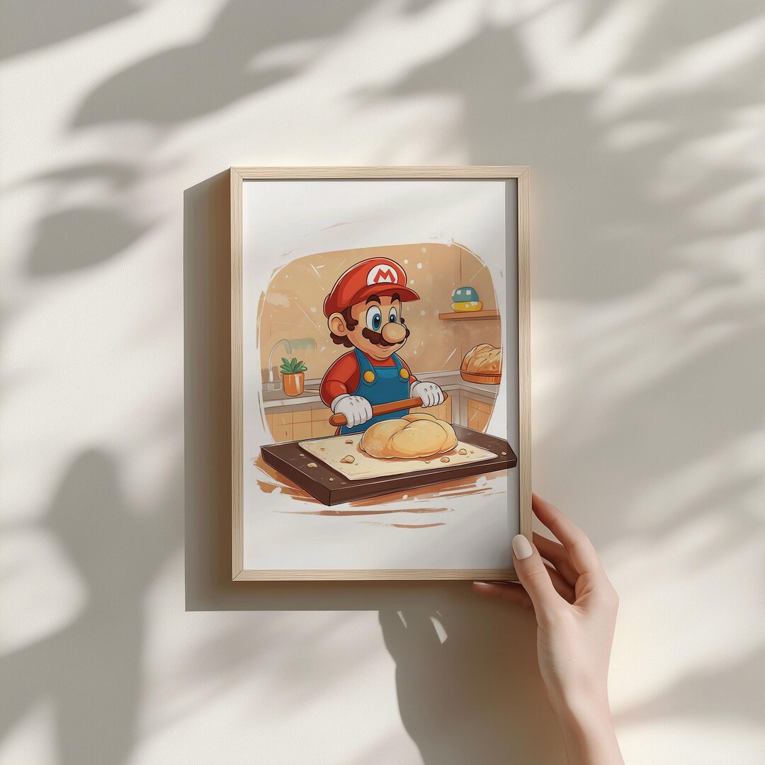 Mario Baking Bread - Printable Wall Art - Digital Print - Download ...