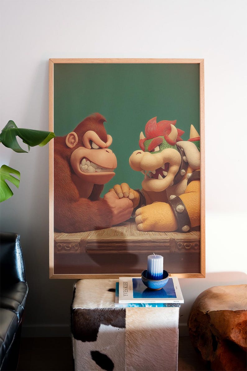 Donkey Kong and Bowser Arm Wrestling - Printable Wall Art - Digital ...
