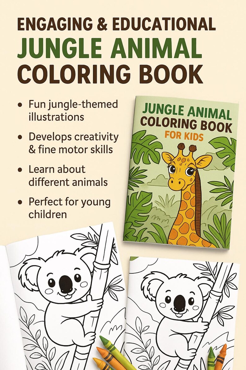 40 Jungle Animal Coloring Pages | 3000x3000 JPG | Instant Download - Etsy