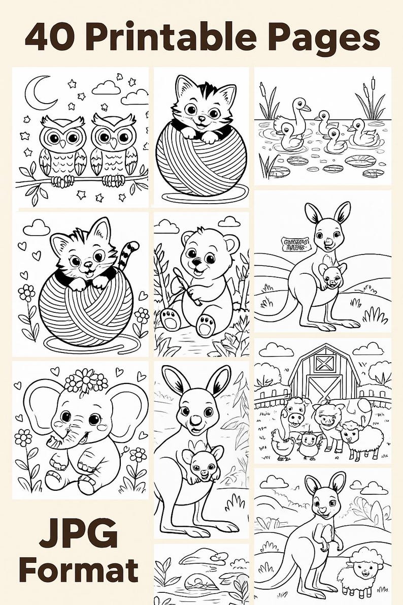 Animal Coloring Pages for Kids, Animals (digital Download - Etsy