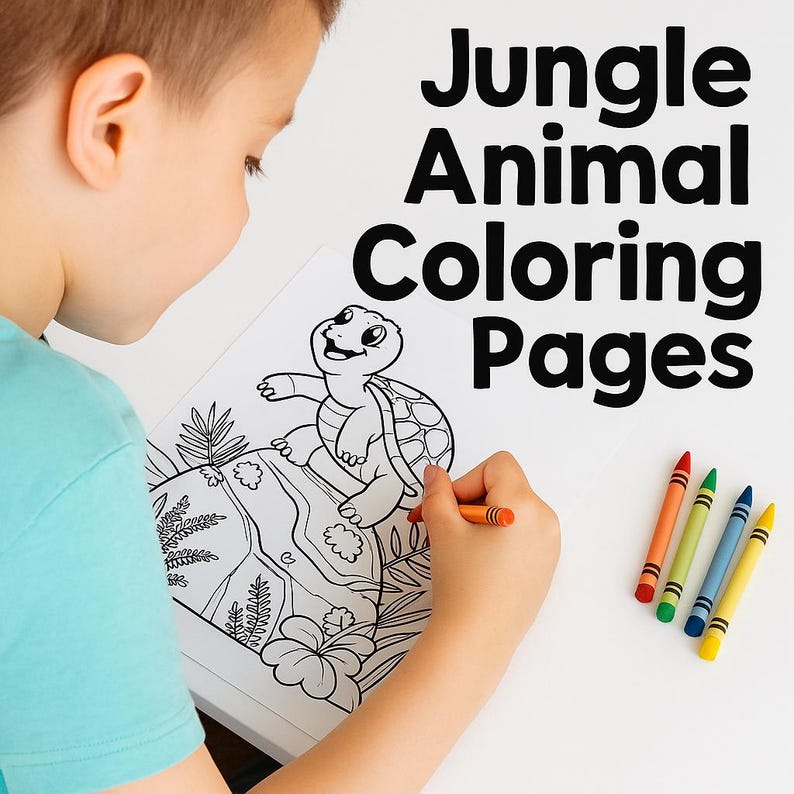 40 Jungle Animal Coloring Pages | Square 3000x3000 JPG Set | Kids ...