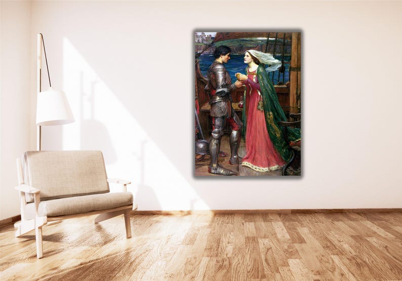 John William Waterhouse Poster Art Canvas,tristan and Isolde With the ...