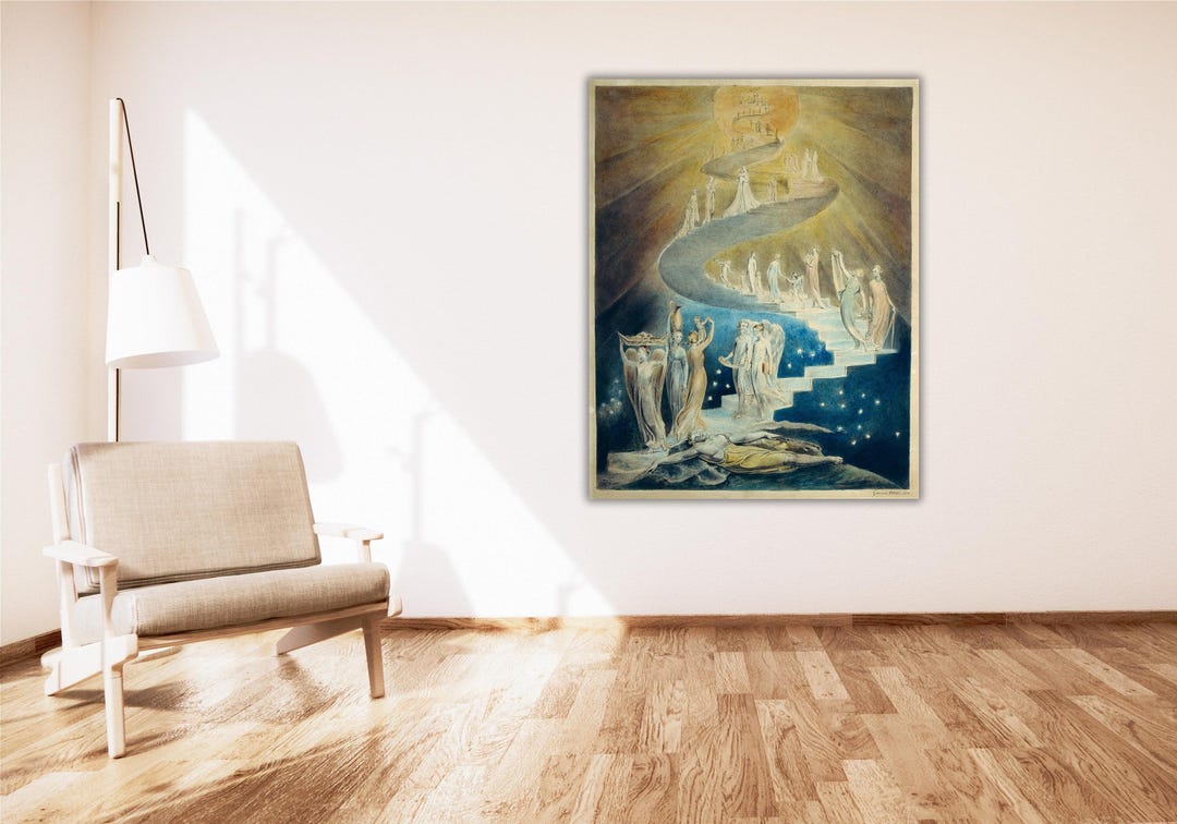 William Blake Jacob's Ladder Poster Art Canvas,famous Painting Wall Art ...