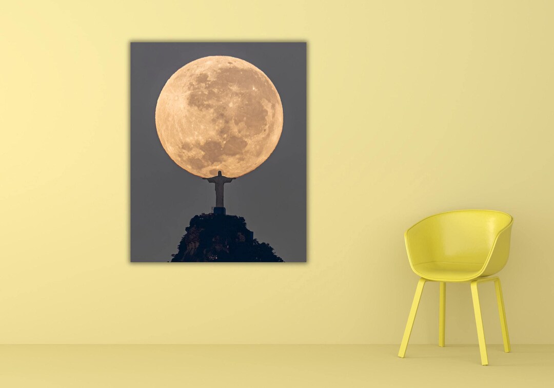 The Full Moon Over the Christ the Redeemer,embraces Christ the Saviour ...